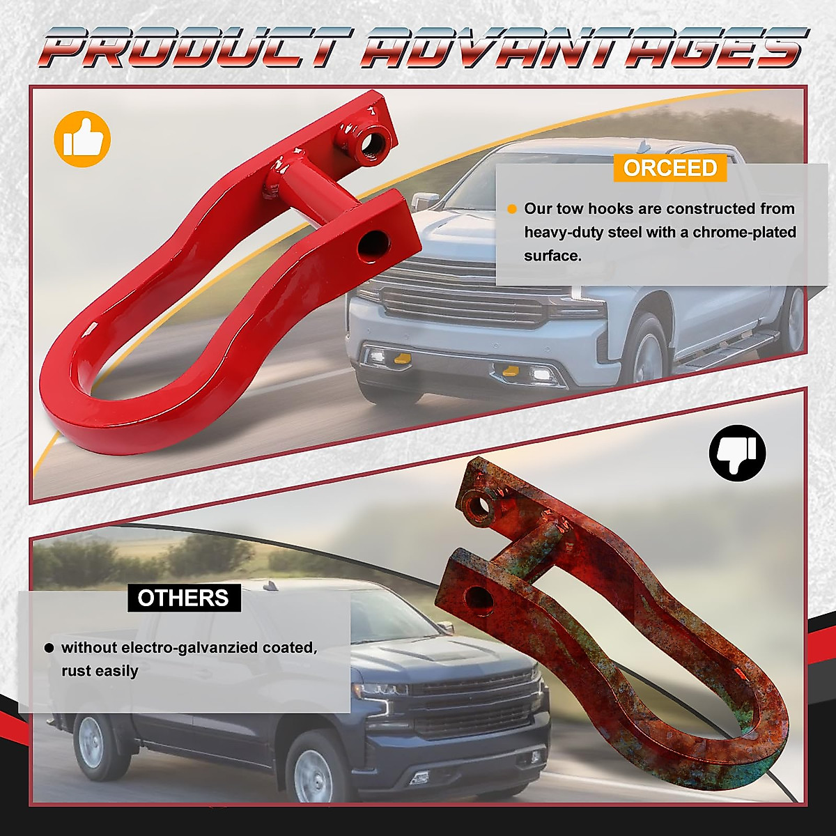 Pair of Front Tow Hooks Compatible with 2007-2019 Chevy Silverado GMC Sierra 1500 2019 Chevy Silverado GMC Sierra 1500 LD Replace OE Number 84192871