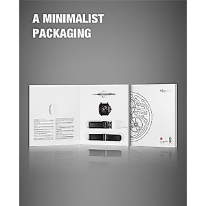 CIGA Design Men's Automatic Watch, C Series Full Hollow Skeleton Mechanical Analog Wristwatch with Milanese and Leather Strap Sapphire Crystal Mirror (Black)