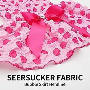 KYEESE Dog Dress Polka Dot Dog Sundress with Bowknot Dog Dresses Lightweight Pet Apparel for Small Dogs Cats Puppy Doggie Party Skirt Outfits, Pink XL