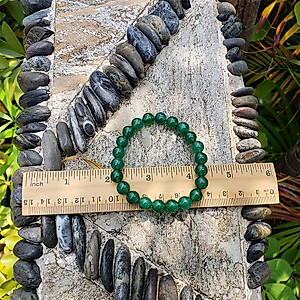chengmu 8mm Green Agate Stretch Bracelet for Women Natural Handmade Round Beads Semi Precious Gemstone for Crystal Elastic Beaded Bracelet 7.5"