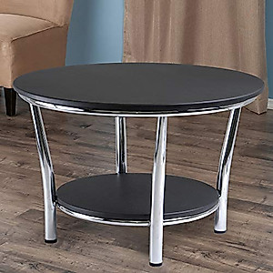 Winsome Maya 18.7 x 29.33 x 29.33-Inch Medium Density Fiber Round Coffee Table, Black (93230)