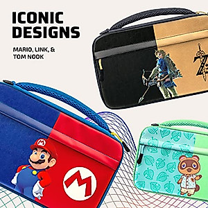 PDP Messenger Case with Removable Shoulder Strap - Holds 14 Games & Console - Compatible with Nintendo Switch/ Lite/ OLED - Power Pose Mario