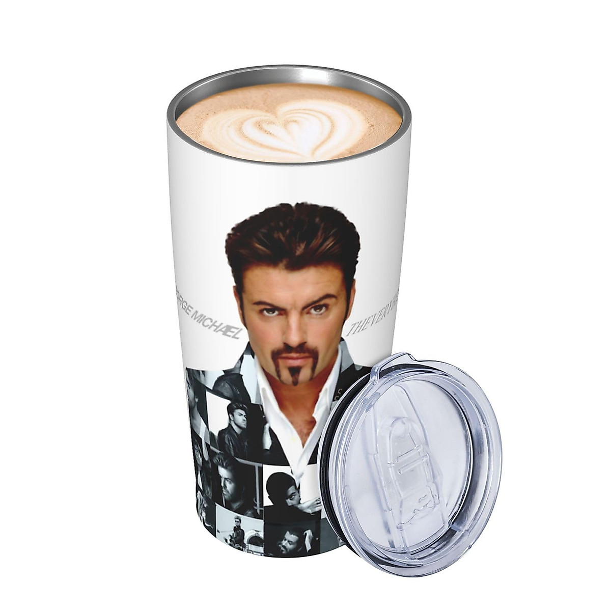DFAGGQL George Music Michael Stainless Steel Insulated Tumbler Coffee Mug Water Cup Vacuum Bottle with Straw and Lid 20 oz