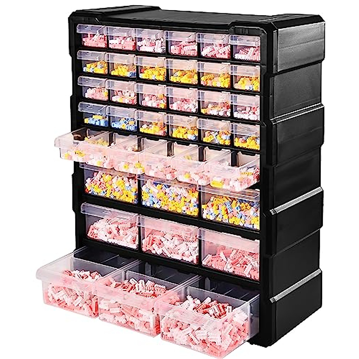 Elevon Hardware and Craft Cabinet 14.8" W x 6.3" D x 18.7" H, 39 Drawers, Black