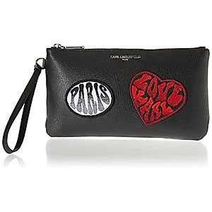 Karl Lagerfeld Paris Womens Novelty Large Wristlet, Blk/Gold, One Size US