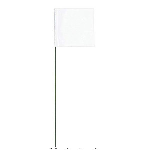 Swanson Tool Co FW15100 2.5-Inch by 3.5-Inch Marking Flags with 15-Inch Wire Staffs, White, 100-Pack