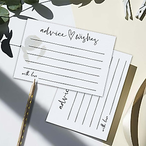 Qoamp Advice and Wishes Cards, 30 Pieces 4x6 Inches Minimalist Bridal Shower Card, Wedding Advice Cards, Wedding Registry Ideas, Wedding Cards for Bride and Groom, Newlyweds, Bridal Shower-A08