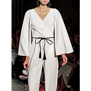 Geyoga 5 Pieces Rope Belt for Women Skinny Woven Boho Belt Braided Belt Stretch Thin Tassel Waist Belt Rope Chain Accessories for Skirt Dress, Christmas Party