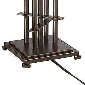 DIRKES Table Lamp 23 1/2" High Bronze Cone Alabaster Art Glass Shade for Bedroom Living Room Bedside Nightstand