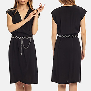 Silver Heart Chain Belt, Women Waist Chain Belt Metal Body Chain Belt Rhinestone Chain Belt for Dress