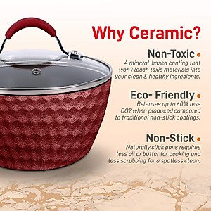 NutriChef Saucepan Pot with Lid - Non-Stick High-Qualified Kitchen Cookware, 1.7 Quart (Works with Model: NCCW11RDD)