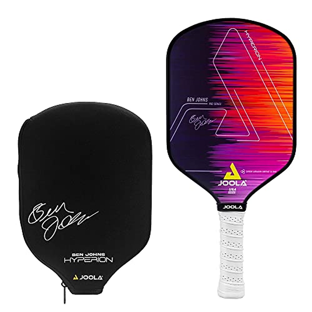 JOOLA Ben Johns Hyperion CAS 13.5 Pickleball Paddle - Carbon Abrasion Surface with High Grit and Spin, Sure-Grip Elongated Handle & 13.5mm Polypropylene Honeycomb Core - Comes With Custom Paddle Cover