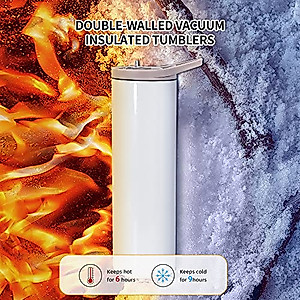 AGH 20oz Sublimation Tumblers with Handle Leak-proof Straight Skinny Tumblers with 2 Lids, Stainless Steel Insulated Vacuum Coffee Tumbler with Lid and Straw, 2 Pack Sublimation Blanks Travel Tumbler