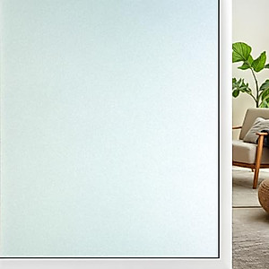 Qualsen Window Privacy Film Frosted Glass Window Film Matte White Non-Adhesive Static Window Cling Privacy Film for Glass Windows Bathroom Home Office Kitchen Living Room(47.2 x 78.7 inch/120x200cm)