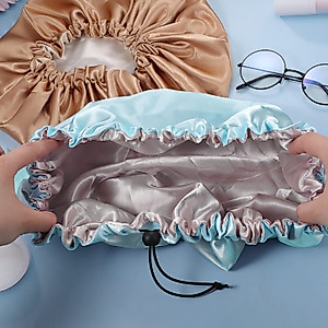 2 Pcs Satin Bonnet Silk Bonnet for Women Sleeping, Double Layer Satin Bonnet for Natural and Curly Hair
