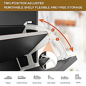 Vibe & Dine Shoe Cabinet with 3 Flip Drawers, Modern Shoe Storage Cabinet with Adjustable Shelves for Entryway Slim, FreeStanding Narrow Shoe Organizer Cabinet with Gold Metal Handle and Legs, Black