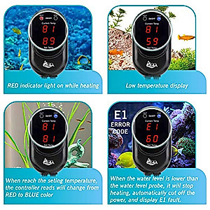 AQQA Aquarium Heater 200W for 45-80 Gallon Submersible Fish Tank Heater for Aquarium Betta Fish Heater Aquarium Thermostat Heater Freshwater and Saltwater (200W for 45-80 Gal)