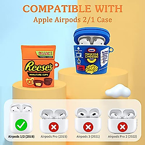 3 PACK Food Airpod 2nd Generation Case, Alquar Cute Cartoon Cheese Reese's Chocolate Fudge Skin Protective Cover, Kawaii Funny Soft Silicone Design for Apple AirPod 2/1 Shell Women Girls with Keychain