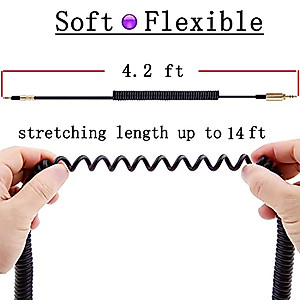 FAAEAL HD598 Cs Coiled Audio Cable Replacement for Sennheiser HD599 SE HD558,HD518,ATH-M50X,ATH-M70X Headphones,2.5mm to 3.5mm Extension Aux Cord with 6.35mm(1/4") Adapter 4.2ft-14ft