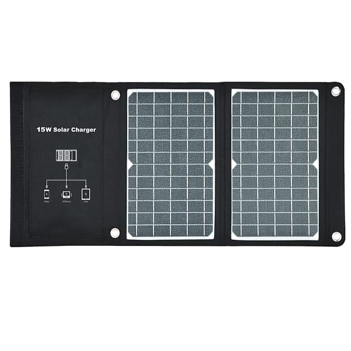 Togo POWER 15W Solar Charger with 2 USB Ports (5V/3A Max), IP67 Waterproof Portable Solar Panel for Cellphone, Tablet, Camera, Camping, Hiking