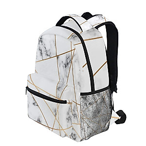 AUUXVA Marble Golden Geometric Line Backpack Travel School Shoulder Bag for Kids Boys Girls Women Men