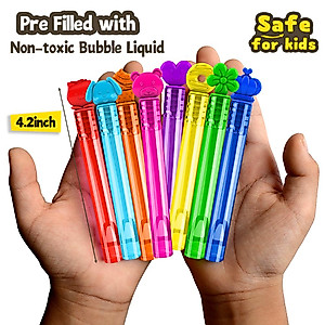 VKTEN 32Pcs Mini Bubble Wands Assortment 8 Styles 8 Colors Bubble Party Favors for Kids, Bubbles for Kids, Birthday Party Favors, Bath Time, Classroom Prizes Gifts Stocking Stuffers for Girls Boys