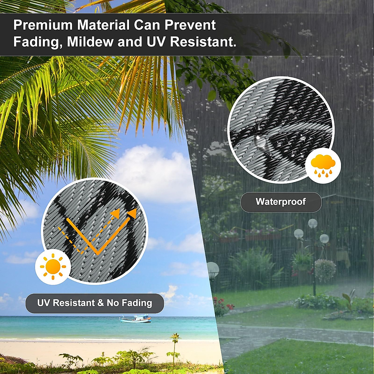 Anidaroel Outdoor Rugs 6x9ft for Patios Clearance Waterproof, Reversible Tropical Plastic Straw Camping Mat Outside Rug, Large Outdoor Area Rug for RV, Porch, Deck, Balcony, Picnic