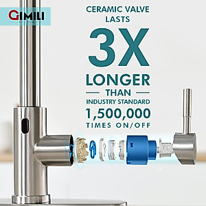 GIMILI Touchless Kitchen Faucet with AC Adapter, Smart Motion Sensor Hands Free Single Handle Kitchen Sink Faucet with Pull Down Sprayer, Brushed Nickel