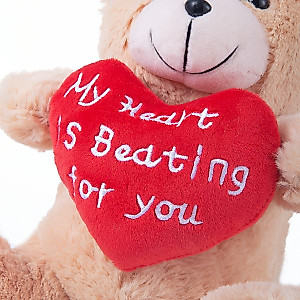 GSUIVER 10" Valentine's Day Valentines Gift for Children Kids, Girlfriend, Boyfriend, Plush Stuffed Animal (Heart Beating for You)