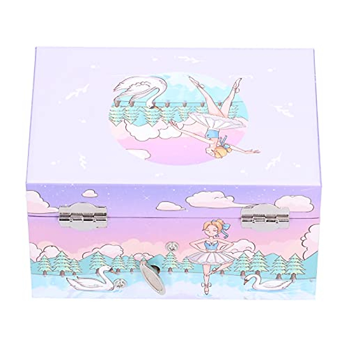 Pinsofy Musical Jewelry Box, Portable Music Storage Box for Organizing Small Daily Items for Kids Girl for Children for Birthday Gift(F Music Box)
