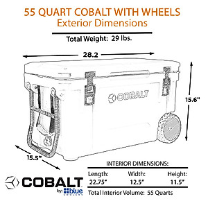 Cobalt 55 Quart Roto Molded Super Ice Cooler | Large Ice Chest Holds Ice Up to 5 Days | (Cobalt Blue (Wheeled))