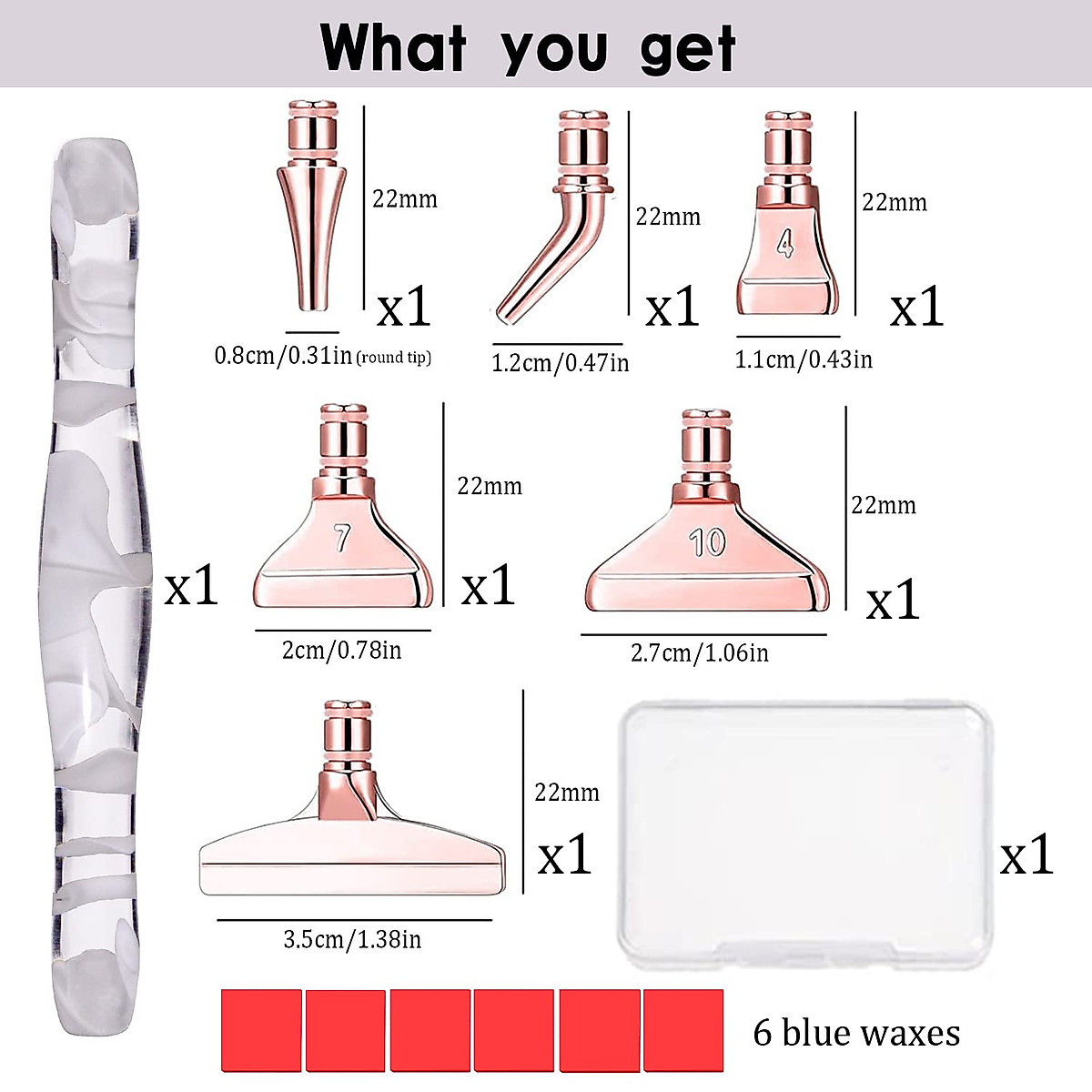 Rose Gold Metal Stainless Steel Tip Diamond Painting Art Sticky Drill Dot Pen Stylus Kits Set Accessories Tool with Wax for DIY 5D Diamond Painting Gem Nail Art White