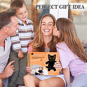 Yipem Microwave Heating Pad for Period Cramps Pain Relief - Microwavable Stuffed Animal for Cramps Neck Shoulder Muscles Knee Joints - Cute Cat Gifts for Women - Small Black Cat