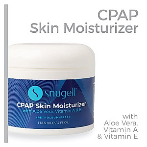 Snugell CPAP Skin Moisturizer Daily Face Cream with Aloe Vera and Vitamin A & E | Petroleum-free | Fragrance-free | Non-greasy | Specially Designed for CPAP users | 4 Fl. Oz.