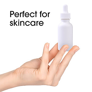 Focus Nutrition 12 Pack White Coated Boston Round Essential Oils Aromatherapy Glass Bottles Jar With White dropper cap, 1oz