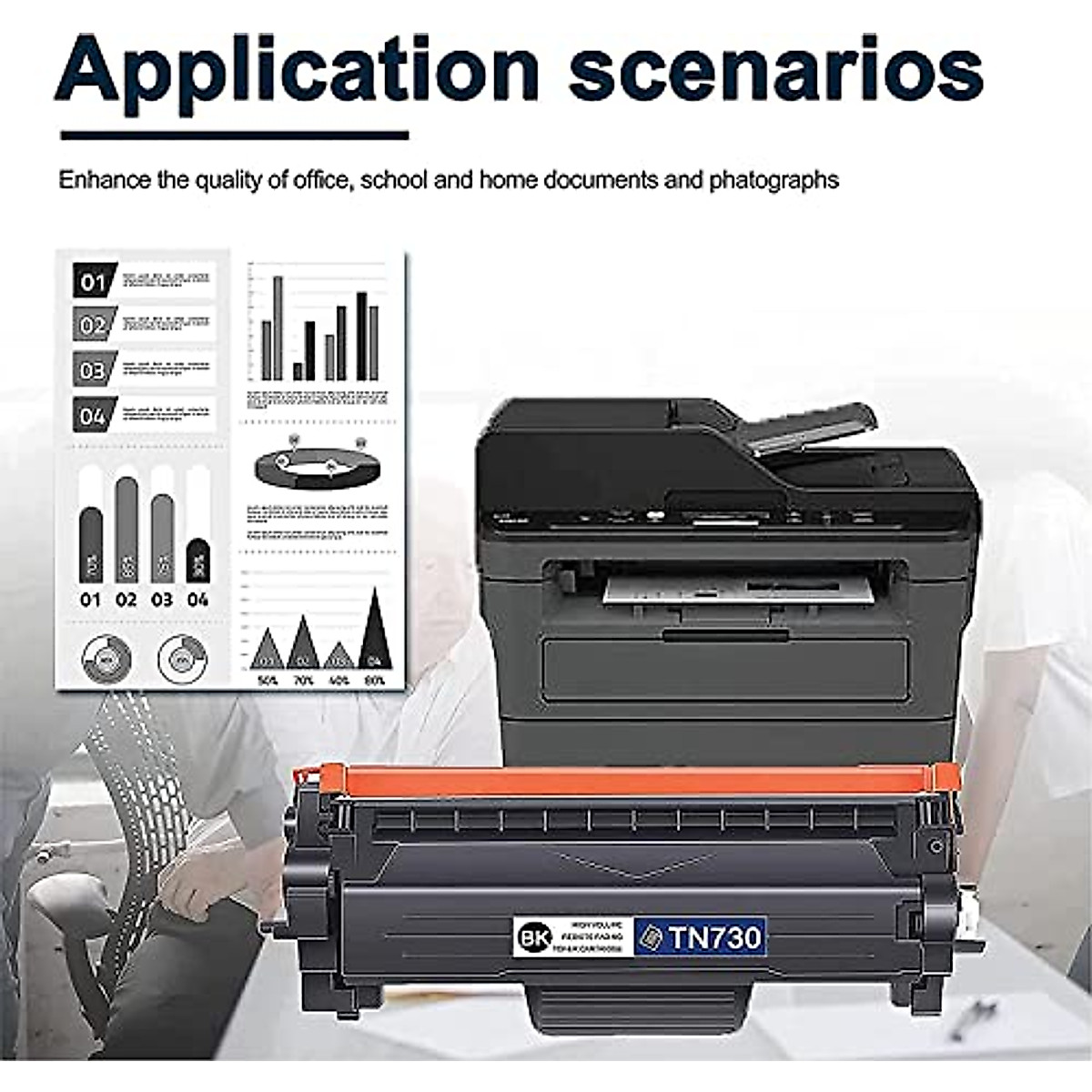 High Yield 1 Pack Black Compatible TN730 TN-730 Toner Cartridge Replacement for Brother DCP-L2550DW MFC-L2710DW L2750DWXL HL-L2350DW L2370DW L2370DWXL L2390DW Printer Toner Cartridge, Sold by ALUMUINK