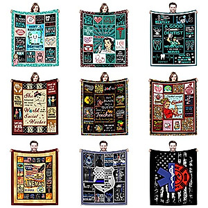 Joyloce American Thin Blue Line Police Flag Throw Blankets Birthday Ideas for Dad Husband Son Boyfriend 60"x50" - Retirement Police Officer Costume Adults Men - Academy Graduation Decor