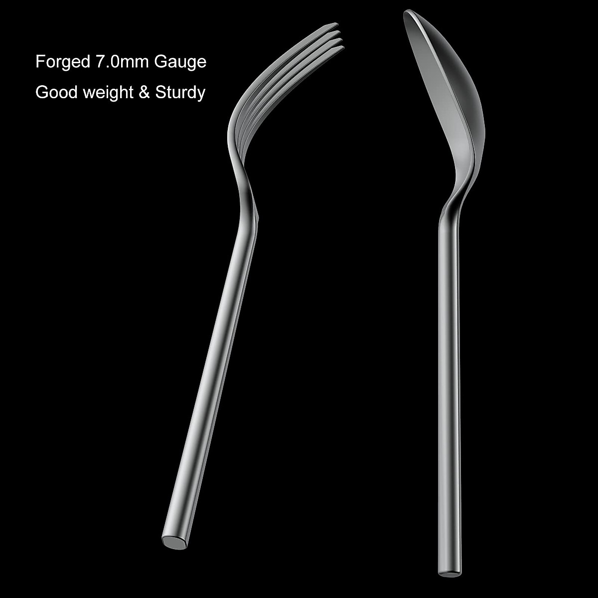 Alata Potter 20-Piece Forged Silverware Set, Service for 4 – Premium Stainless Steel Flatware Set, Modern Design with Satin Finish, Ideal for Home, Kitchen, Party, Camping