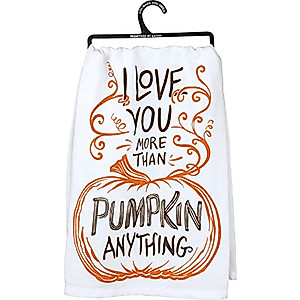 Primitives by Kathy Dish Towel-Pumpkin, 28x28 inches, White, Orange