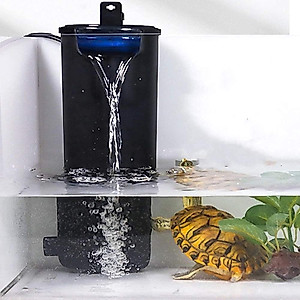 TechnologyMatter Turtle Filter Submersible Low Water Level Waterfall Filter Turtle Tank Aquarium Filter (Black Filter)