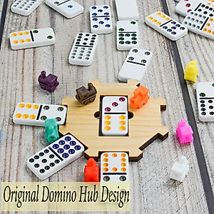 Bucher&Rossini Mexican Train Dominoes Set Double 15, 136 Colored dot Tiles with Hard EVA Carry Case for Kids & Adults Dominoes Board Game