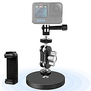 REYGEAK Strong Magnet Camera Mount for GoPro, with Mobile Phone Clip Magnets Camera Mount with 360 Degree Rotation Double Ball Head for Car Body, Compatible with GoPro Hero 11/10/9/ Insta360 X3