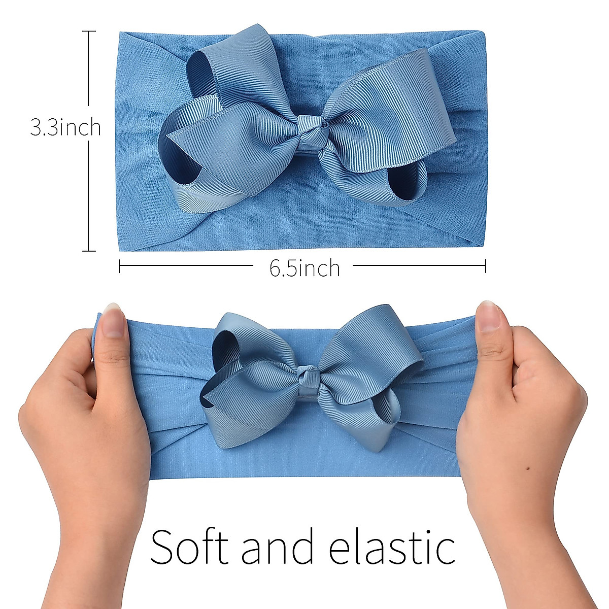 22 PCS Baby Girls Headbands Grosgrain Ribbon Big Hair Bows Elastic Soft Nylon Hairbands Accessories for Newborn Infant Toddler Kids Handmade