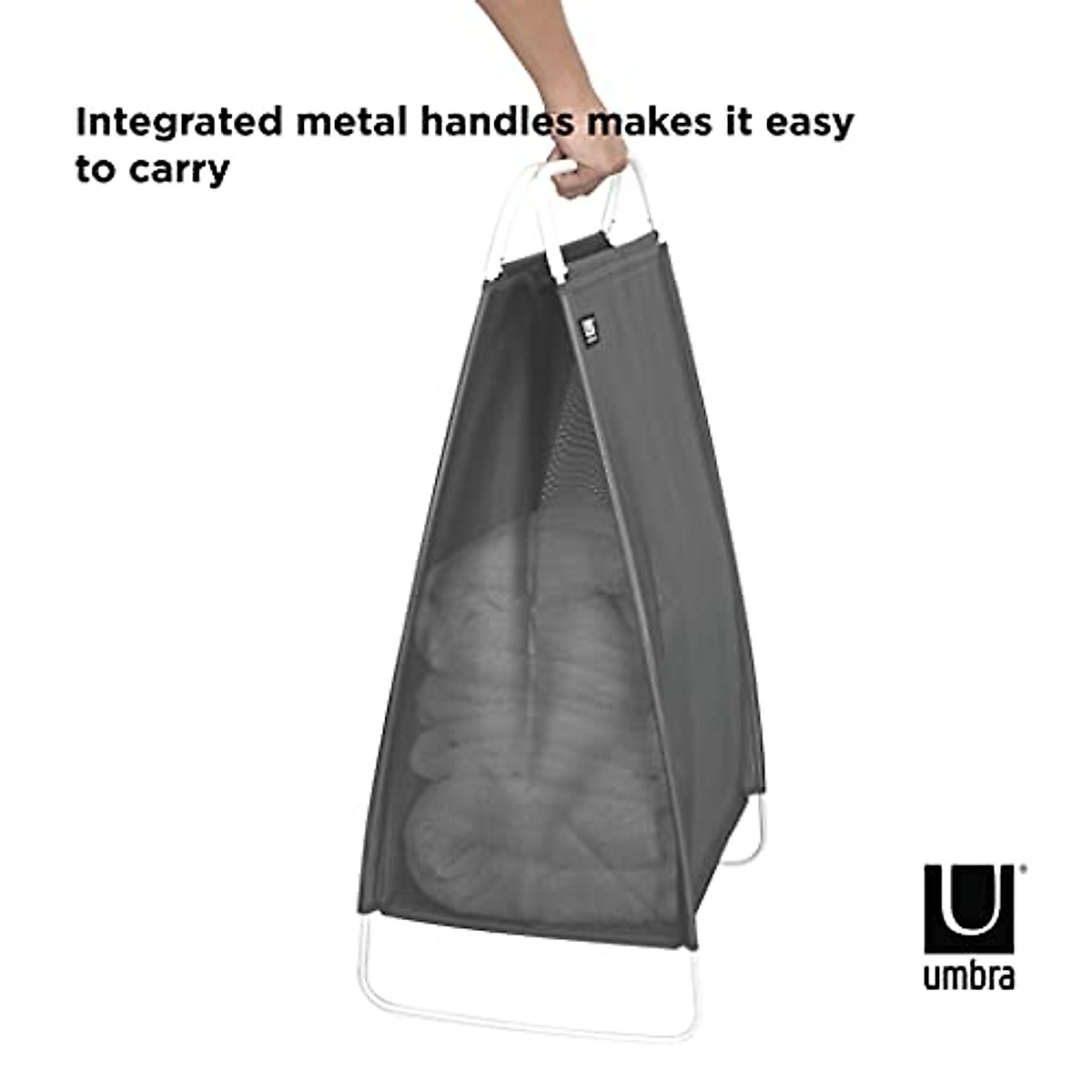 Umbra Cinch Laundry Hamper, Gray, White