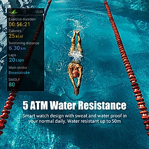 AlERTSEAL Smart Watch, Smart Watch for Android and iOS Phones, 1.7" Full Touch Screen Fitness Watch with Heart Rate, Blood Oxygen Monitor,Sleep Monitor, 5ATM Waterproof Smartwatch for Men Women Black