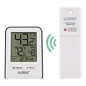 La Crosse Technology 308-1409WT-CBP Wireless Temperature Station with Time,White,