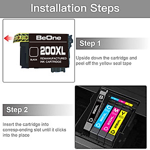 BeOne Remanufactured Ink Cartridges Replacement for Epson 200XL T200XL for Expression Home XP-200 XP-300 XP-310 XP-400 XP-410 Workforce WF-2520 WF-2530 WF-2540 Printer (2 Black)