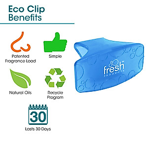 Fresh Products Eco Bowl Clip, Air Freshener, Toilet Freshener, Trash Freshener, Chemical-Free, Natural Oils, Discreet - Cotton Blossom Fragrance, Blue, Made In USA, 12pk