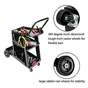 Z ZTDM Welding Welder Cart MIG TIG ARC Universal Equipment Trolley Plasma Cutter Tank Tool Storage with Silent Wheels,Removable,Portable-110lbs Capcity