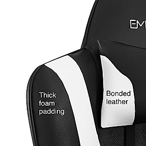 STAPLES Emerge Vartan Bonded Leather Gaming Chair, Black/White, 2/Pack (58542-Ccvs)